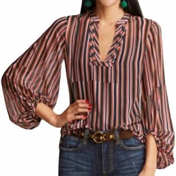 CAbi | Tops | Cabi Ultimate Multicolour Sheer Blouse | Poshmark